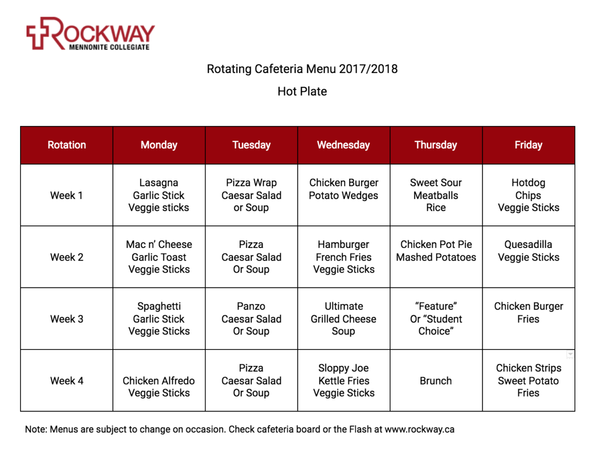 Cafeteria Menu MyRockway Cafeteria Menu MyRockway